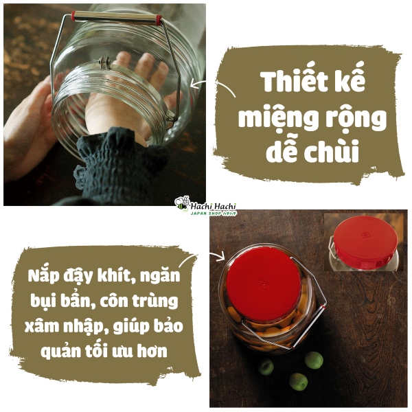 Hũ thủy tinh Aderia 4L (Kèm vá múc)